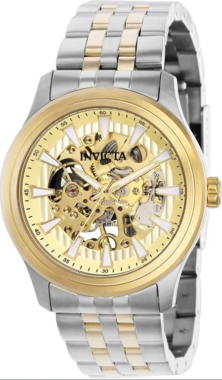 Invicta Men's 37965 Vintage Mechanical 3 Hand Gold Dial Watch - AllGlitters