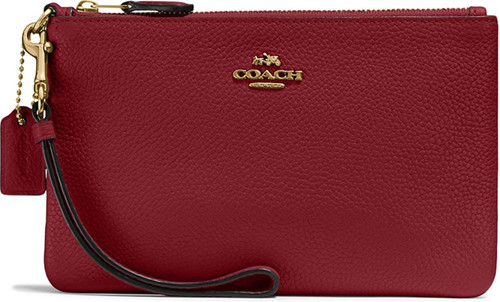 COACH Box Program Polished Pebble Small Wristlet Cherry One Size 22952 ...