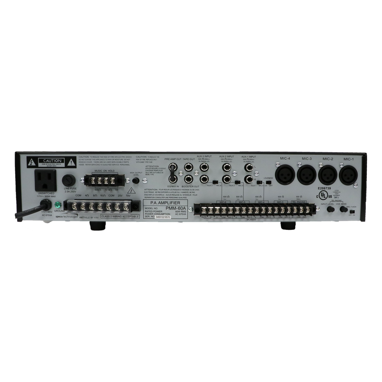Speco PMM60A 60W PA Mixer Power Amplifier | Southern Electronics