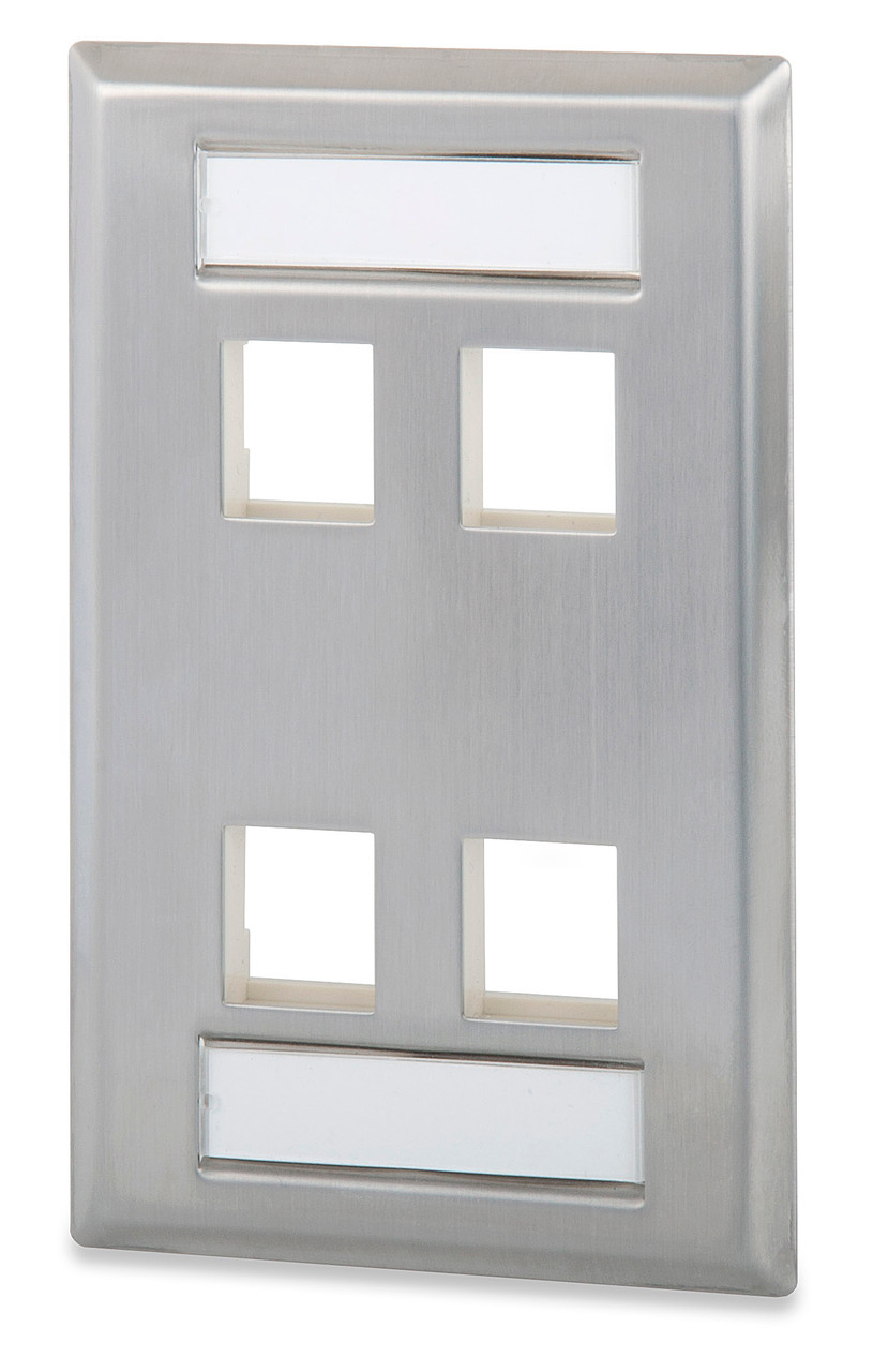 SignaMax SSKFL-4 4-Port Single Gang S.Steel Faceplate with labeling ...