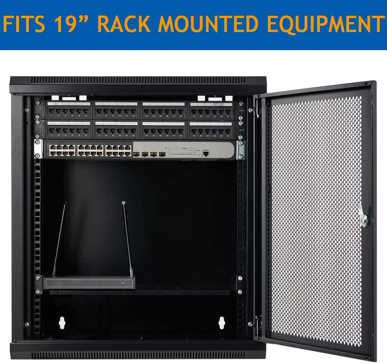 SES 12U Locking Vented Door Wall Mount Server Cabinet Network Rack ...