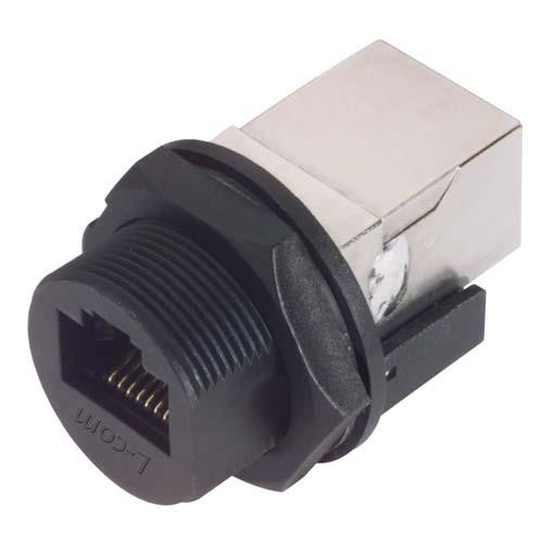 L-Com WPRJ-FTCAT5E IP67 Panel Mount RJ45 Coupler, Shielded, Feed-Thru ...