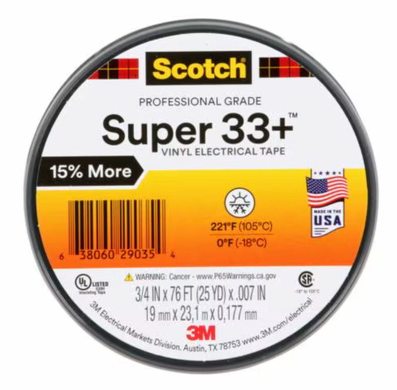 3M Super 33+ Black Vinyl Color Coding Electrical Tape | Southern ...