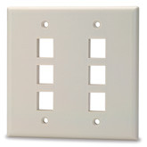 SignaMax DKF-6-WH 6-Port Double Gang Faceplate w/o Labeling, White ...