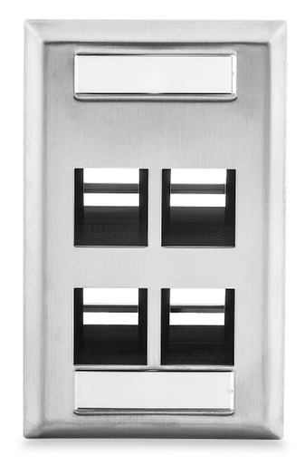 SignaMax SSKFLA-4 4-Port Single-Gang Angled SS Faceplate with Labeling ...