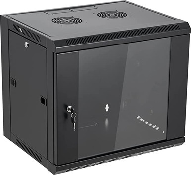 SES 9U Locking Glass Door Wall Mount Server Cabinet Network Rack ...