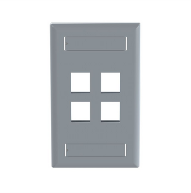Panduit NK4FIGY Netkey 4 Port International Gray Faceplate with Label ...