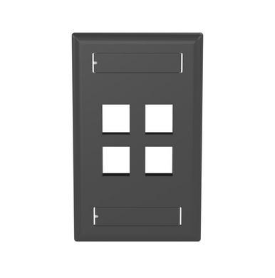 Panduit NK4FBL Netkey 4 Port Black Faceplate with Label | Southern ...