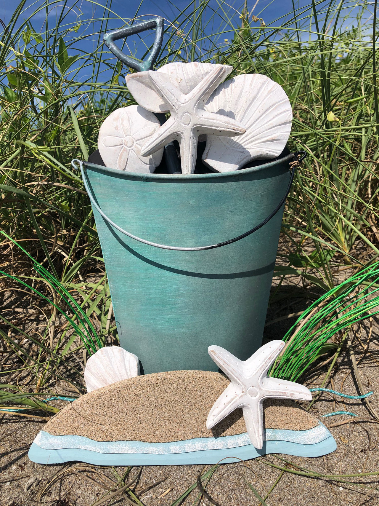 Beach Bucket of Shells - Metal Wall Sculpture