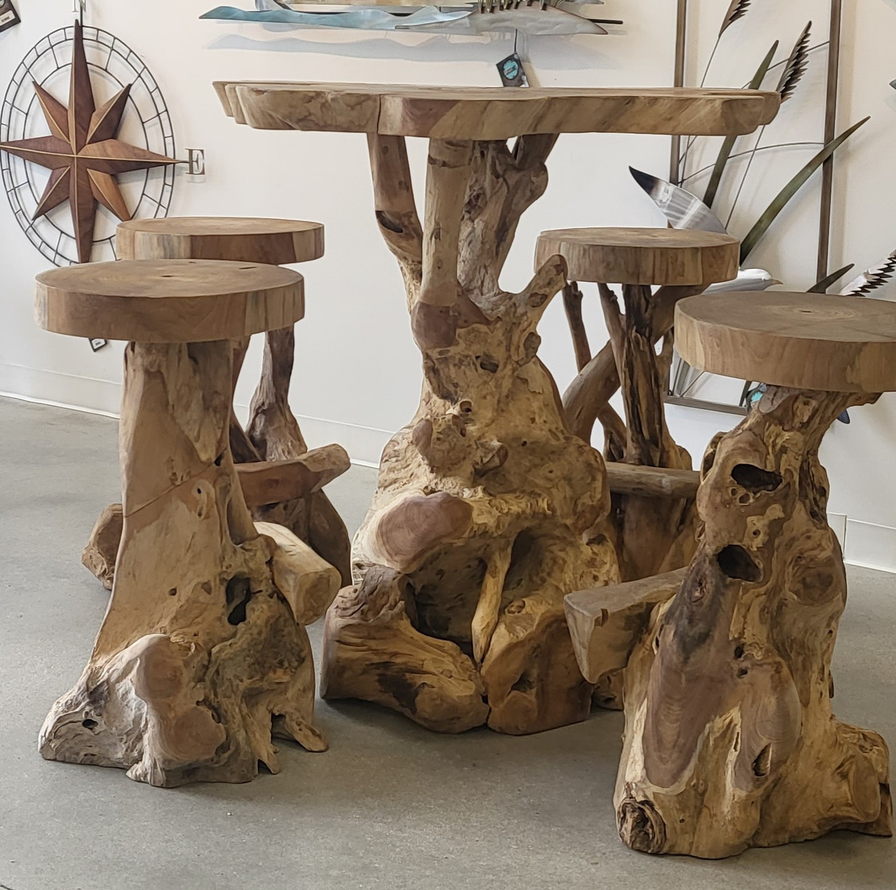 Bar Height Live Edge Table w/4 Stools FST010