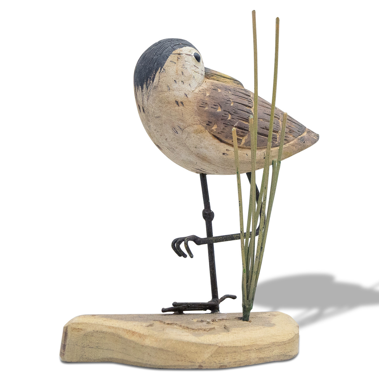 Sandpiper Resting - Hand Carved Wood
