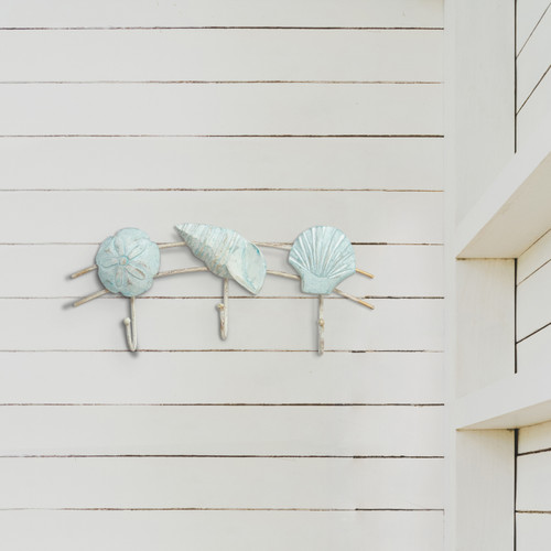 Hand Carved Wooden Shells Triple Hook CW069