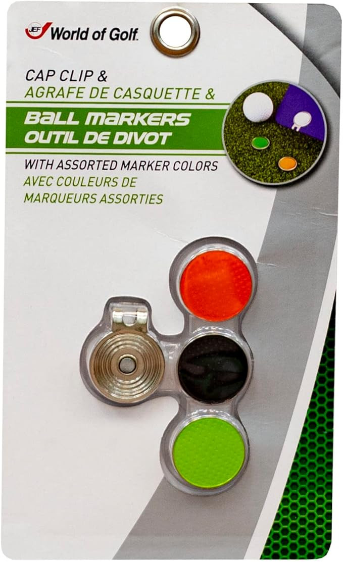Jef World Of Golf Cap Clip & 3 Ball Markers | RockBottomGolf.com