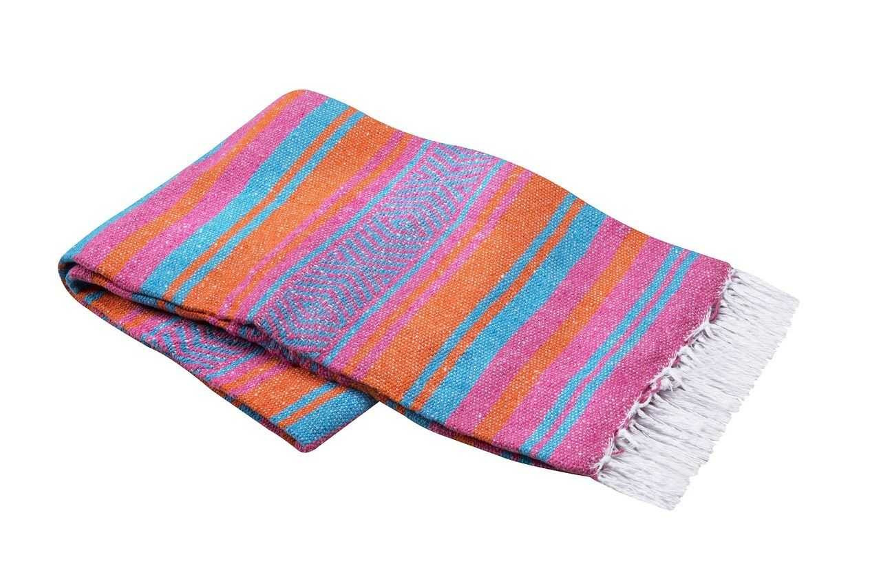 Hot Pink, Turquoise and Orange Vera Cruz Mexican Blanket