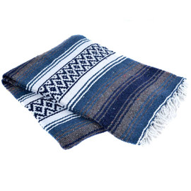 Slate Blue, Light Blue and Charcoal Heavyweight Blanket