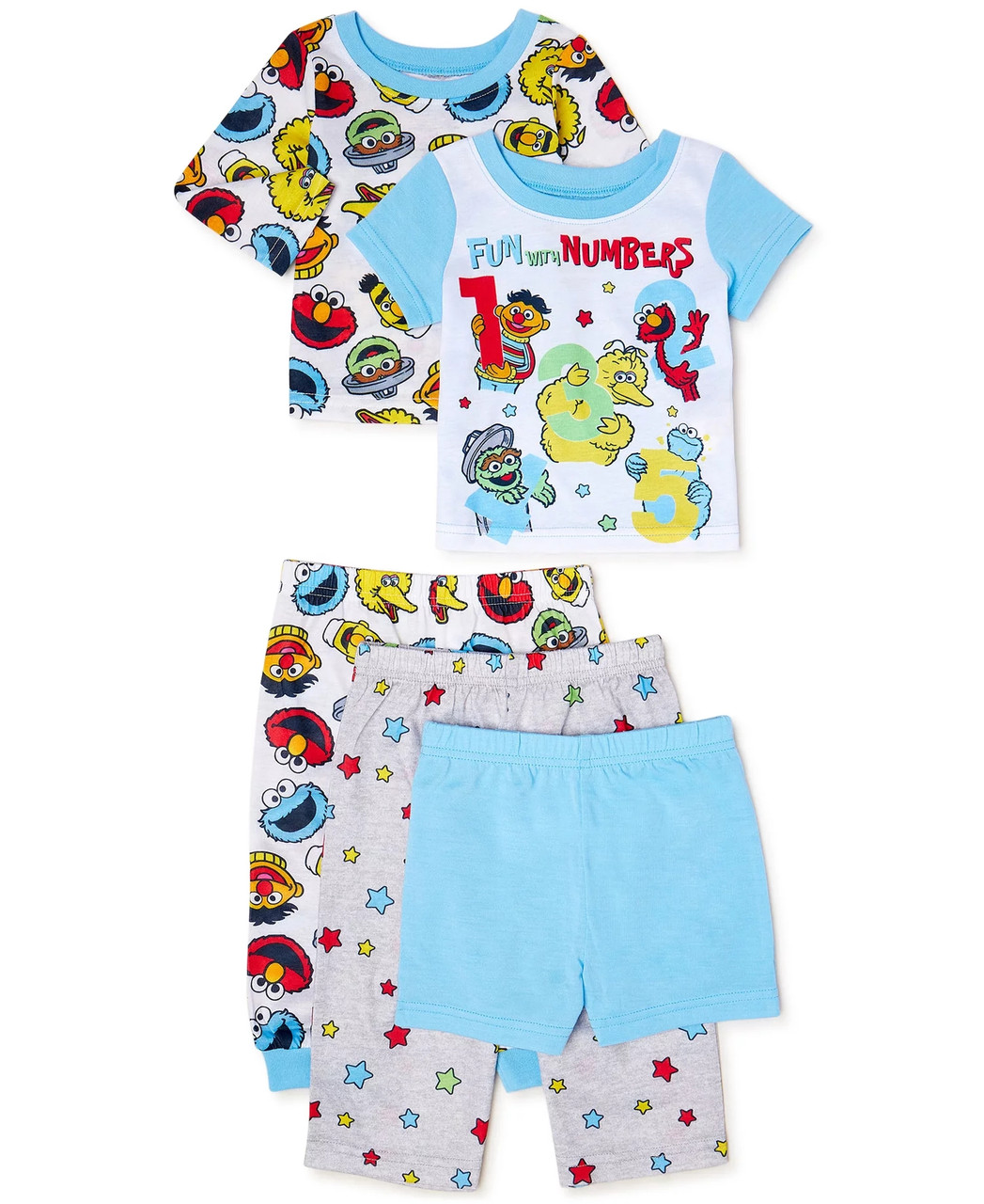 Sesame Street Toddler Boy's Character Fun With Numbers 5-Piece Pajama ...