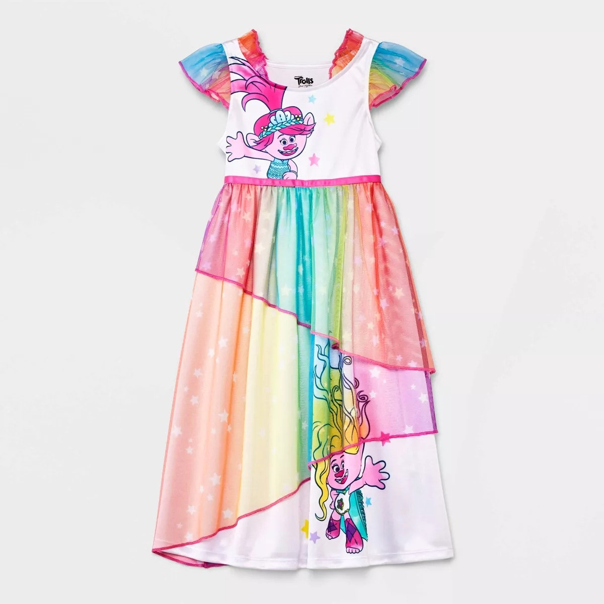 Trolls Sisters VIva and Poppy Rainbow Star Toddler Girl's Satiny ...