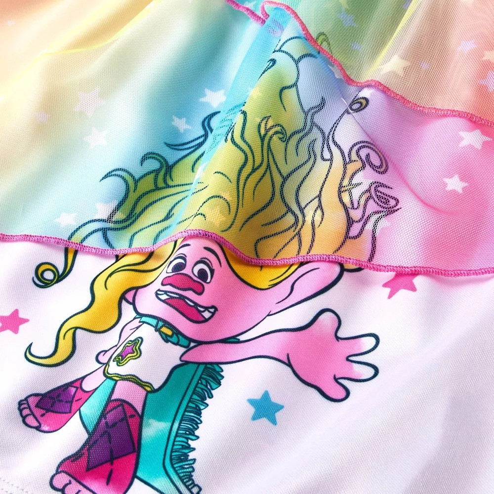 Trolls Sisters VIva and Poppy Rainbow Star Toddler Girl's Satiny ...