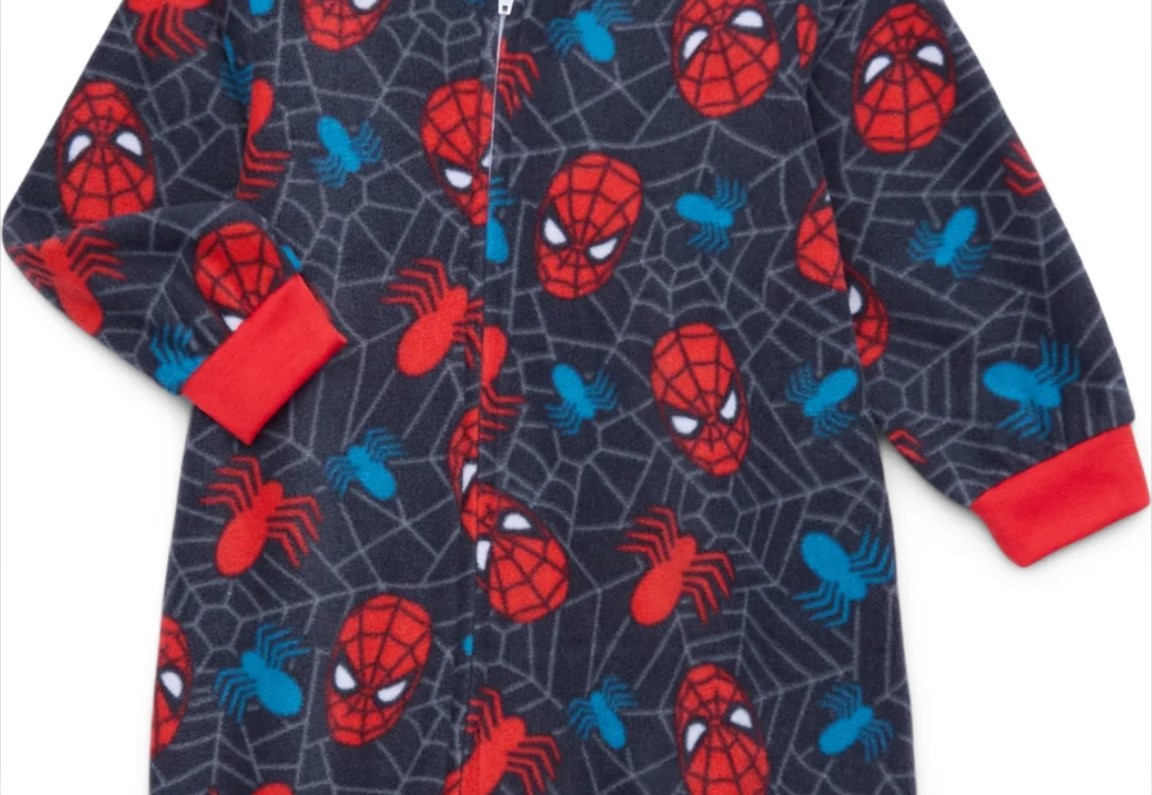 Spider-man Toddler Boy's Superhero Spidey Black Fleece Footed Pajama ...