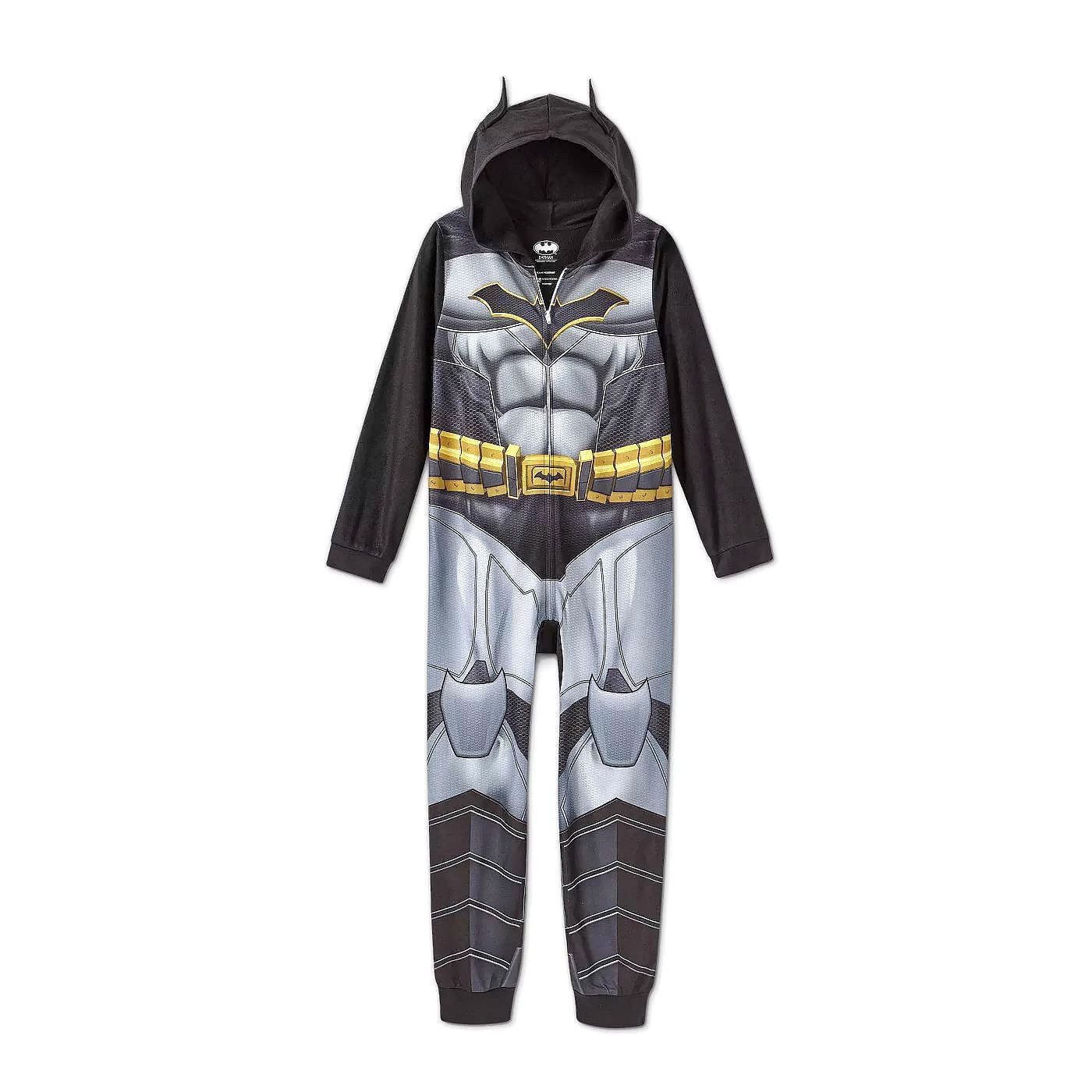Batman Hooded Costume Style Super Hero Fleece Pajama Sleeper - Little ...