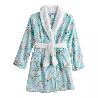 Disney Frozen Elsa Blue Plush Fleece Blue Bathrobe, Robe - Little ...