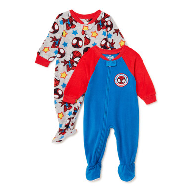 Spider-man Superhero Toddler Boy's Fleece Pajama Blanker Sleeper Set ...