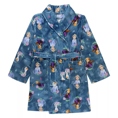 Frozen Girl's Anna, Elsa and Olaf Blue Minky Fleece Bathrobe, Robe ...