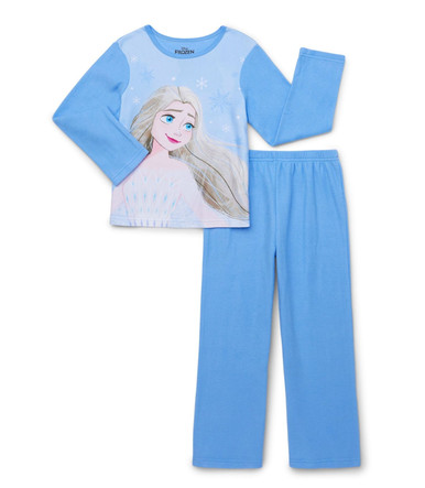 Disney Frozen Queen Elsa Light Blue Girl's Character Flannel Pajama Set ...