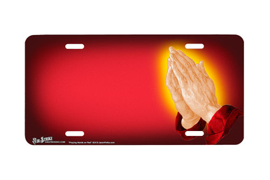 "Praying Hands on Red" - Decorative License Plate - Airstrike