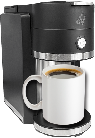 CV1® Single Serve Coffee Maker, Black/Chrome - Café Valet