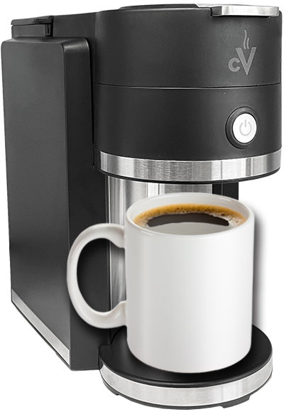 CV1® Single Serve Coffee Maker, Black/Chrome - Café Valet