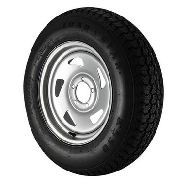 ST205/75D15 Loadstar Trailer Tire LRC on 5 Bolt Silver Blade Wheel