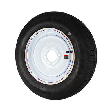 ST145/R12 Global Trax Trailer Tire LRD on 4 Bolt White Solid Wheel