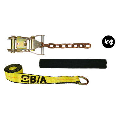 Soft Tie-Down Kit w/Ratchet Chain Lasso Straps 2”x12’