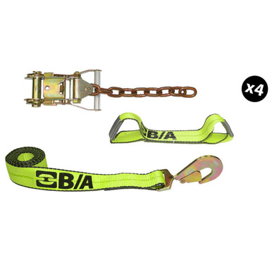 Hi-Viz Roll Back Tie-Down System w/Chain Ratchets & 14’ Snap Straps