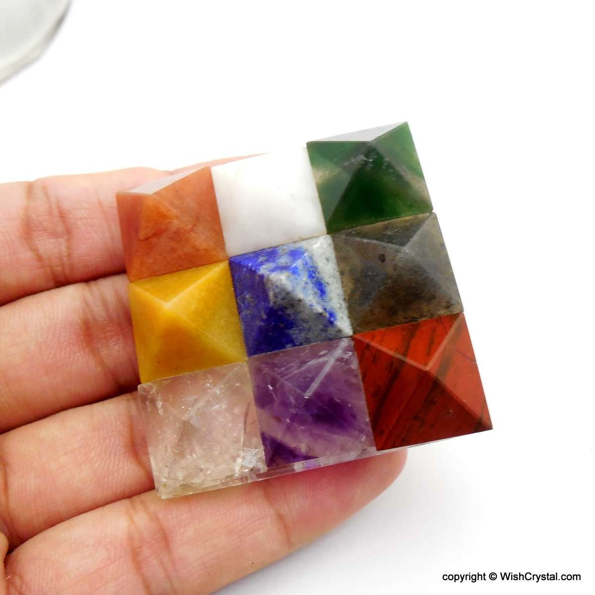 Natural Crystal Chakra Grid Pyramid – Wishcrystal USA