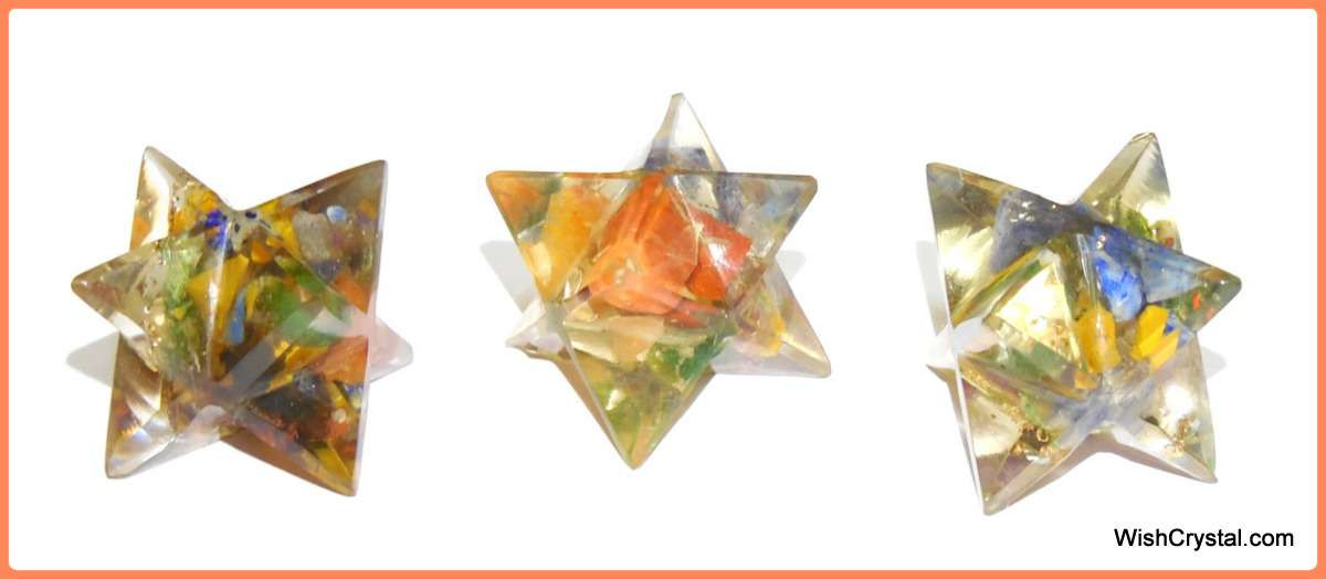 Lot of 20 Bonded Chakra Stones Merkaba Stars - 20 to 22 mm