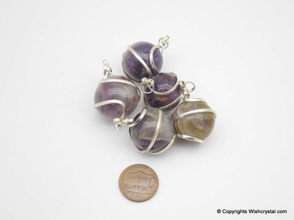 Crystal Quartz Sphere / Ball Wire Wrap Pendant – Wishcrystal