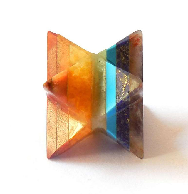 Lot of 20 Bonded Chakra Stones Merkaba Stars - 20 to 22 mm