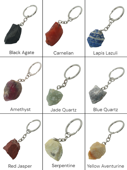 Lot of 9 Raw Crystal Keychains – Wholesale from Wishcrystal