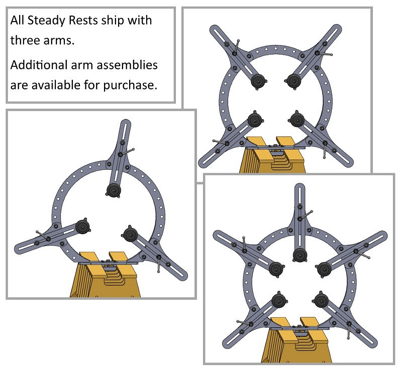 Three Arm Steady Rest for 14" Lathes