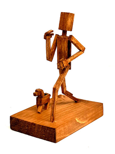 "MATCHSTICK MAN" RUNNING with his DOG - WHIMSEY