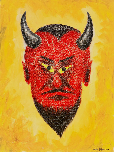 DEVIL PAINTING Covered with Pull Tabs