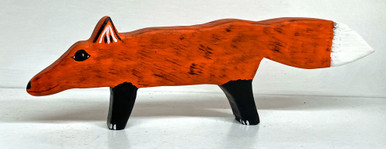 BIG RED FOX CARVING -- 17" long - by Joann Butts.