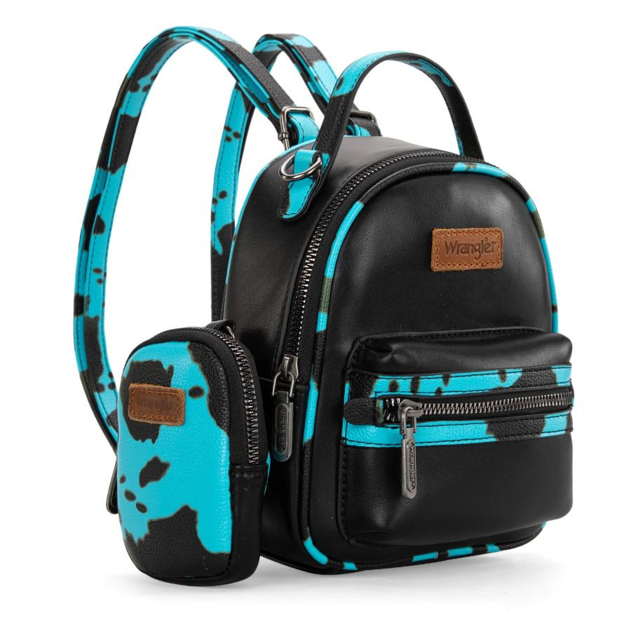 Wrangler Cow Print Trimmed Mini Backpack With Coin Pouch