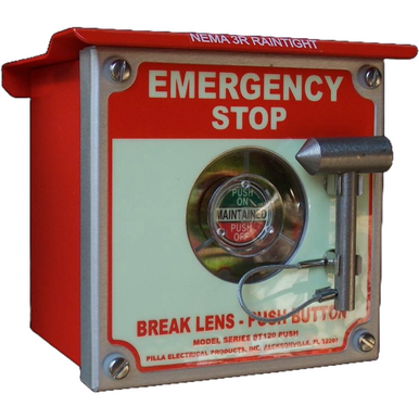 Pilla ST120SN3RBP2SL-Emergency Stop | NEMA 3R Break Glass | ZOT Supply