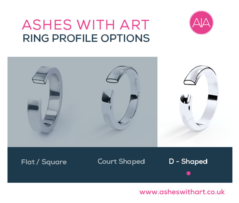 Stacking D Shaped Memorial Ashes Ring