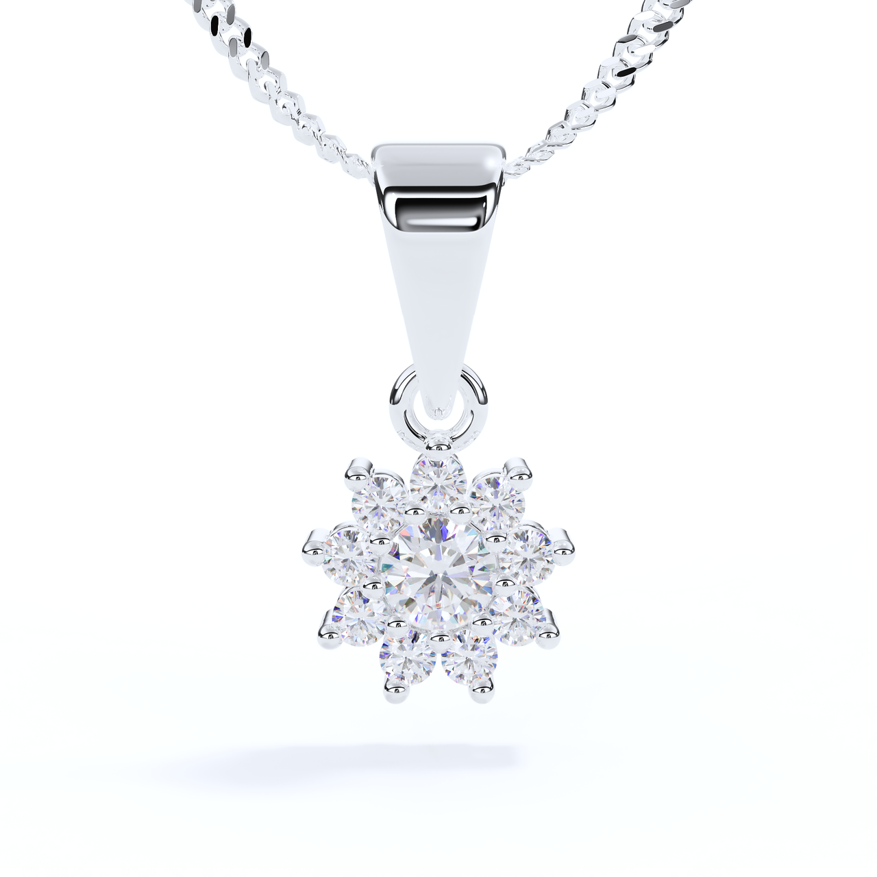 Diamond Flower Cluster Ashes Pendant Necklace