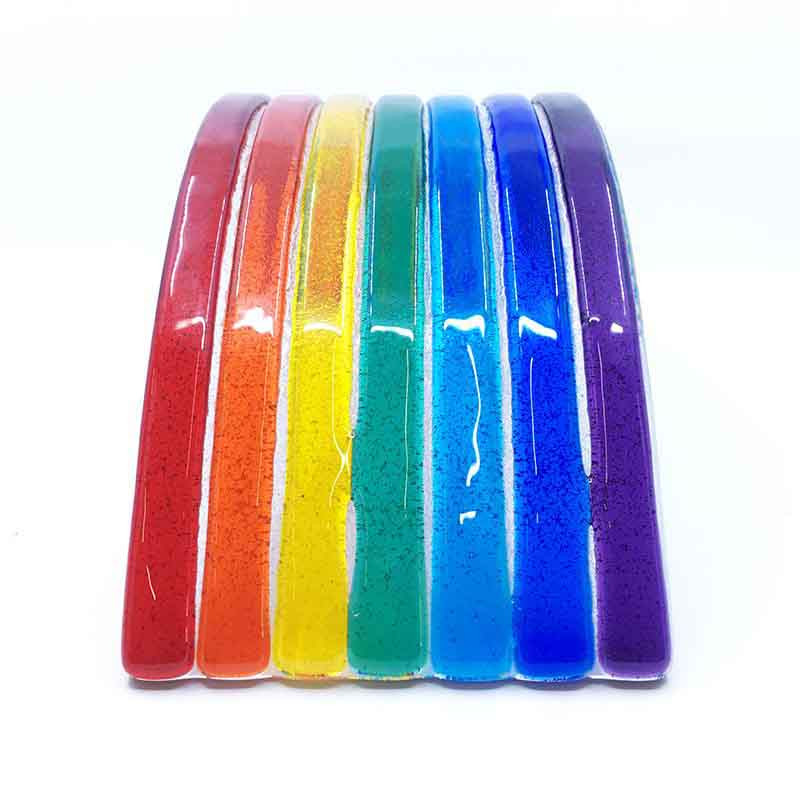 Fused Glass Rainbow Bridge With Ashes Art Memorial