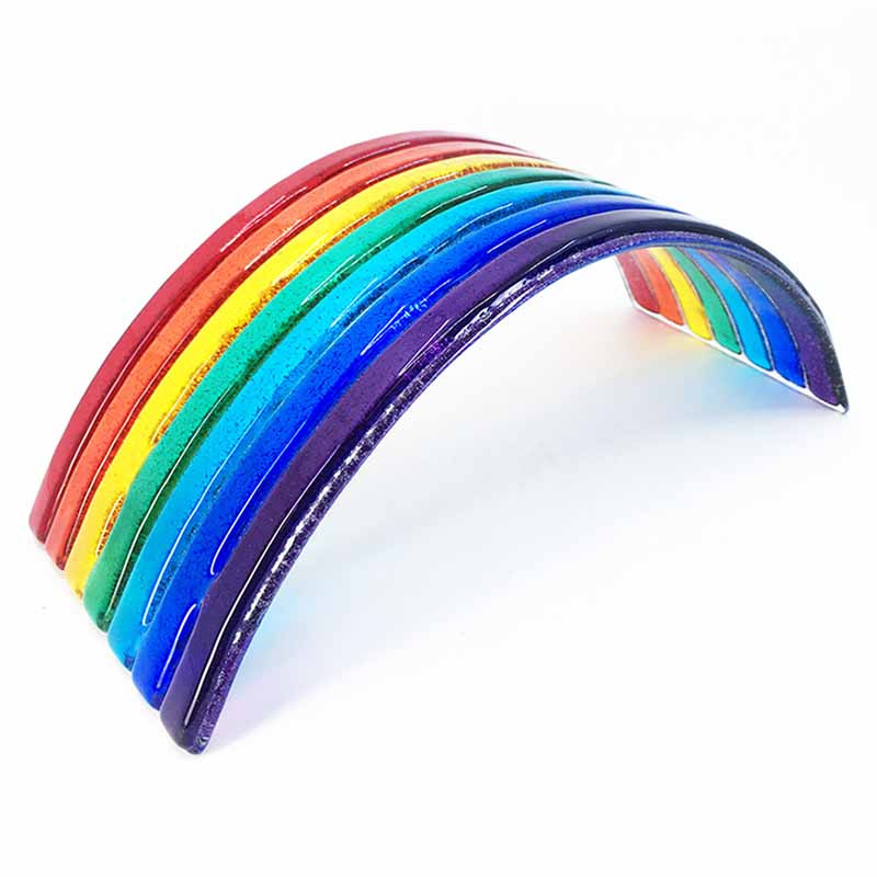Fused Glass Rainbow Bridge With Ashes Art Memorial